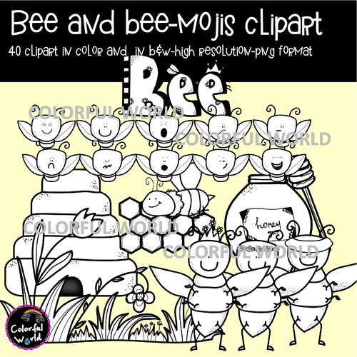 Bee Clip Art | Bee Clipart | Spring Bee Cliparts | Colorful Bees Cliparts