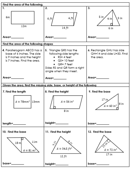 Area and Perimeter of Parallelograms and Triangles - Amped Up Learning