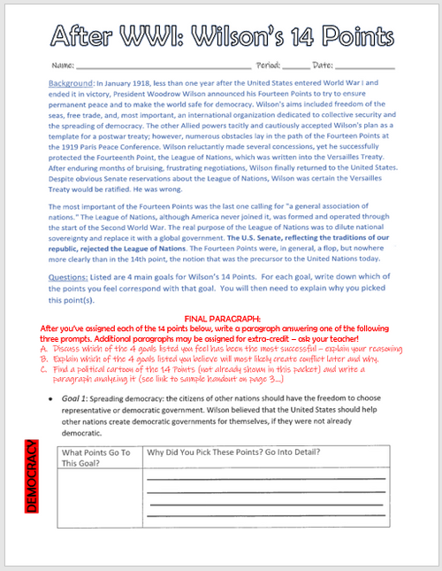 Wilson's 14 Points Text and Image Analysis