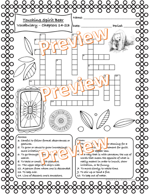 Touching Spirit Bear Vocabulary Flashcards Set #4 - FREE - Amped Up ...