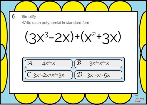 Adding and Subtracting Polynomials: Google Forms Quiz - Amped Up Learning
