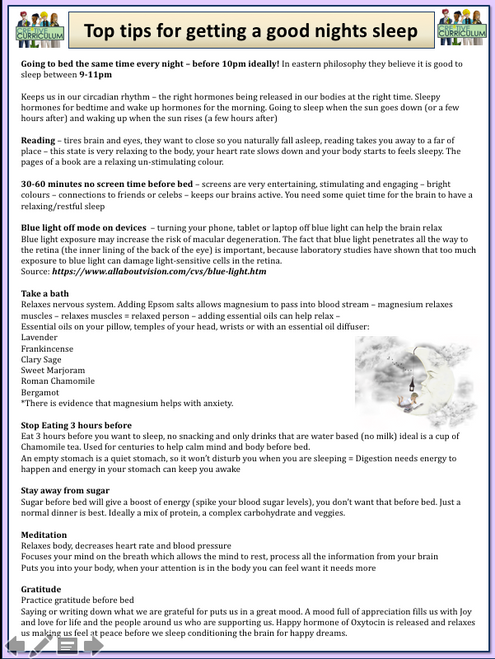 Sleep Hygiene - Information Posters - Amped Up Learning