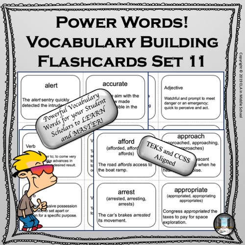 Power Words! Vocabulary Building Flashcards and Word Wall Introductory ...