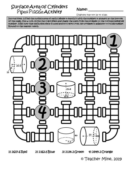 Surface Area of Pyramids - Pipes Puzzle Activity