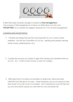 Time Management Lesson Plan