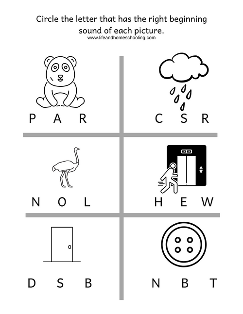 Kindergarten Beginning Sound Worksheet