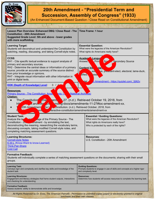 25th Amendment - "Presidential Disability ..." - Enhanced DBQ - Close ...