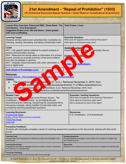16th Amendment - "Income Tax" - Enhanced DBQ - Close Read (PDF for ...