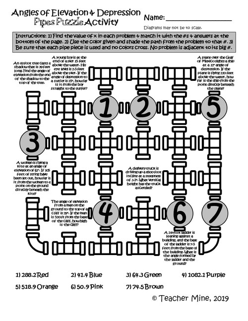 Angle Addition - Pipes Puzzle Activity