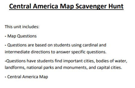 North America, Central America, and South America Map Scavenger Hunt ...