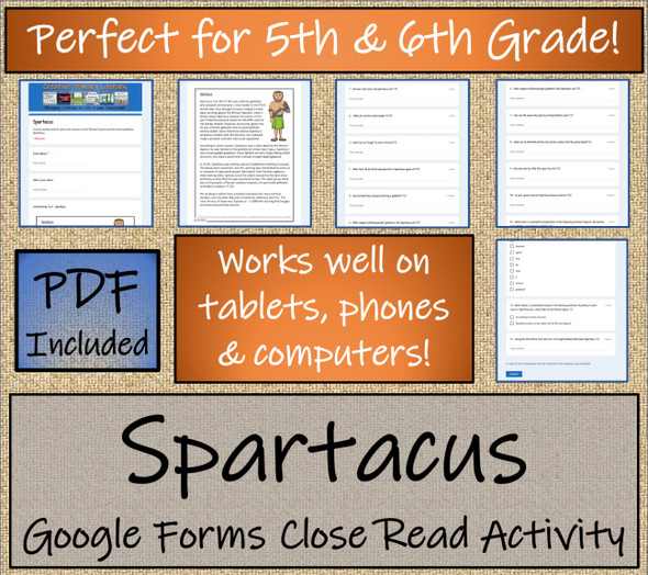 Spartacus Close Reading Activity | 5th Grade & 6th Grade
