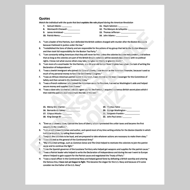 Timeline Activity: Events Leading to the American Revolution