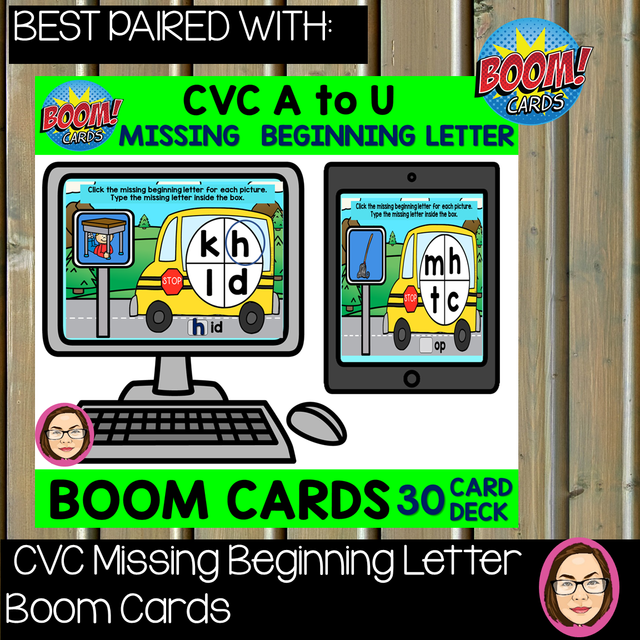 CVC A to U WORD WORK MISSING BEGINNING LETTER DIGITAL and PRINT BUNDLE