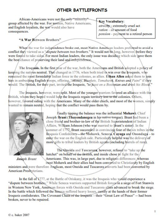 Native Americans, Women, and Loyalists in the Revolution - supplemental ...