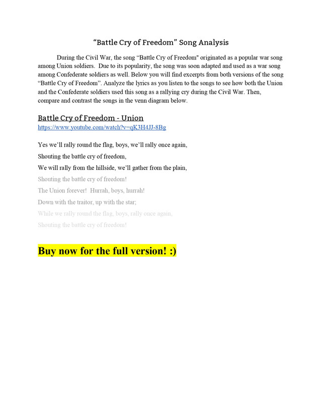 "Battle Cry of Freedom" - Song Analysis