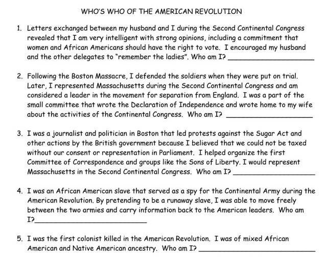 American Revolution People: Gallery Walk - Amped Up Learning