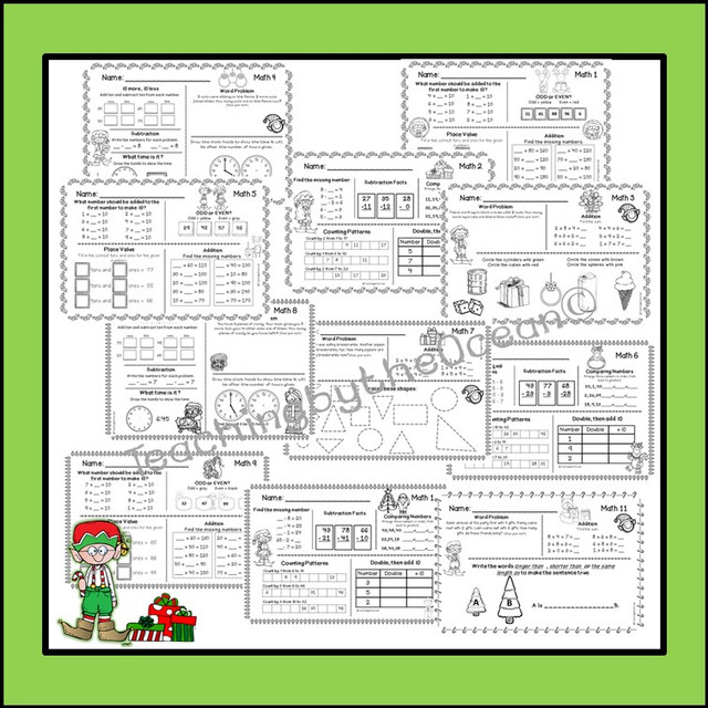1st Grade Morning Work - Math - All Year Bundle - Amped Up Learning