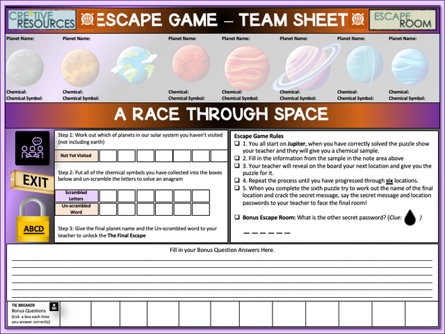 Solids, volumes and surface area Maths Escape room