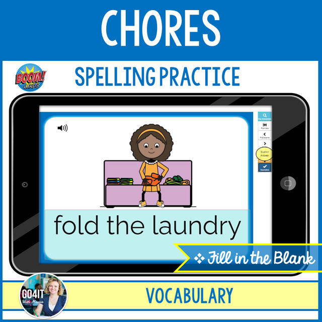 Boom Cards™ – Chores Vocabulary - Spelling Practice | Audio