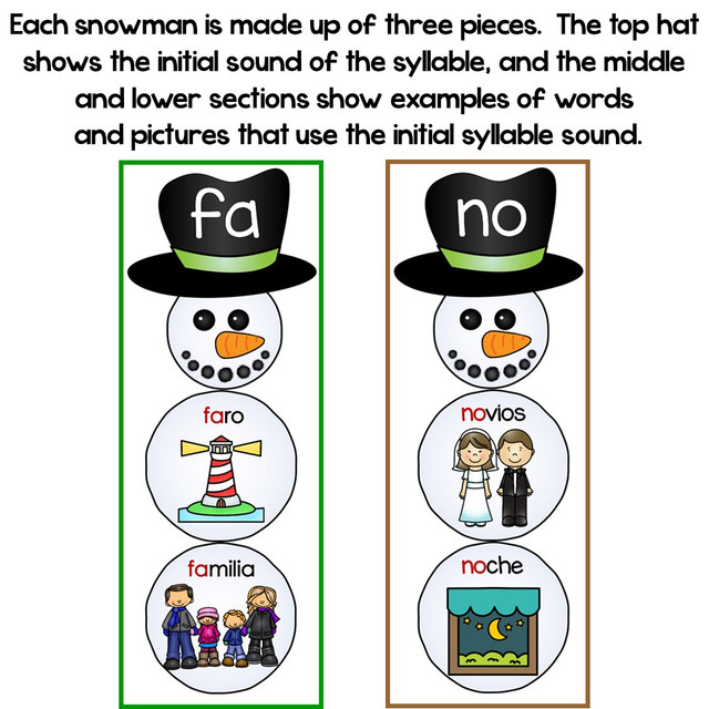 Build a Snowman Beginning Syllable Sounds In Spanish-Sílabas Iniciales
