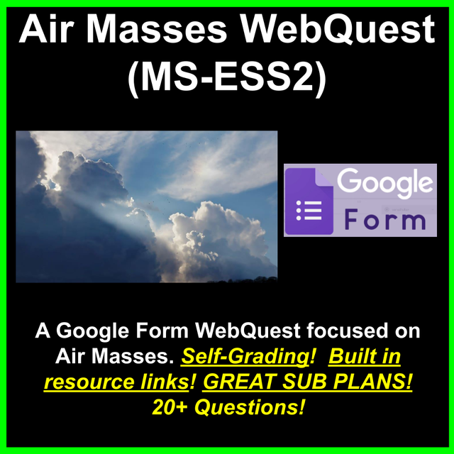 Air Masses WebQuest (MS-ESS2) Great sub plans or distance learning!