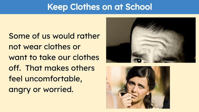 Social Story Keep Clothes on at School