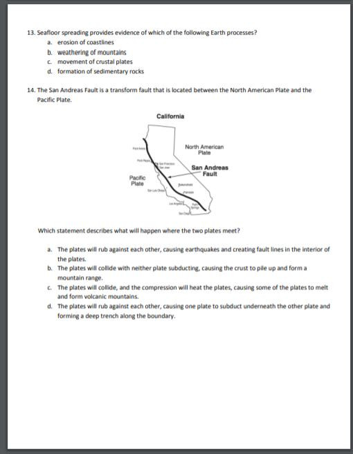 Plate Tectonics Exam