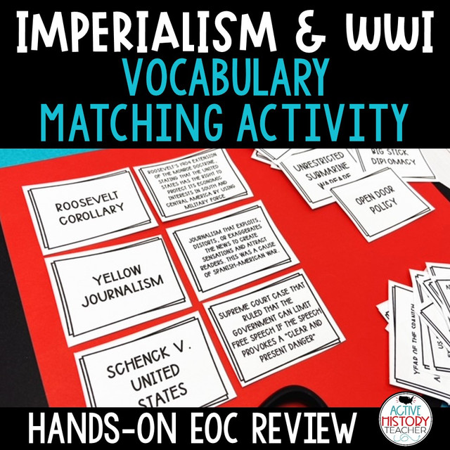 Imperialism & WWI World War I Activity Vocabulary Matching Hands-On EOC ...