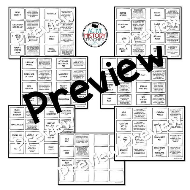 Modern America Activity Vocabulary Matching Hands-On EOC Review