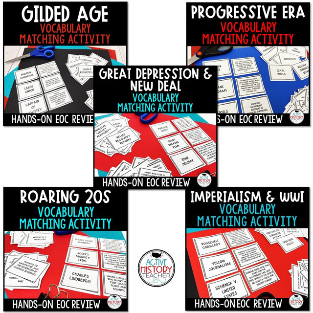 US History Review Bundle Vocabulary Matching Hands-On EOC Review