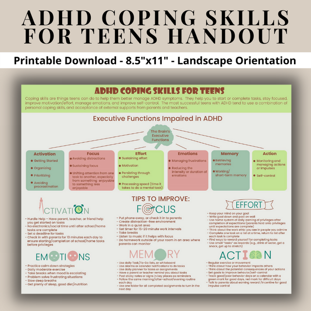 ADHD Coping Skills For Teens - Executive Funtioning Skills - Teen ADHD ...