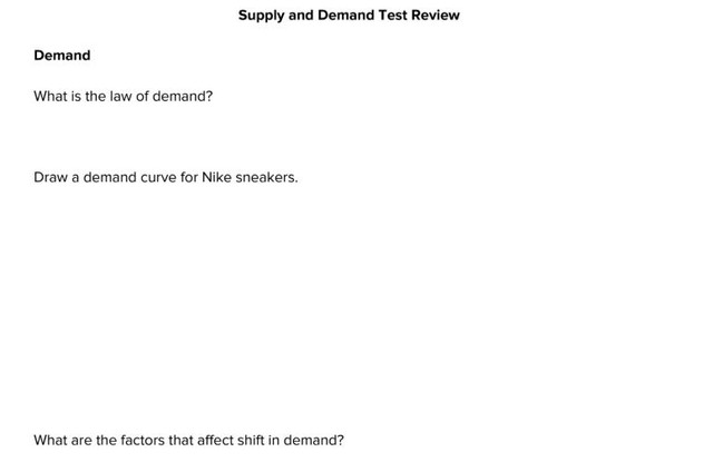 Supply and Demand Review Packet - Amped Up Learning