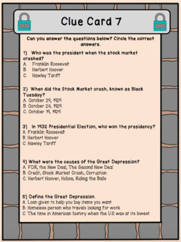 The Great Depression - Escape Room