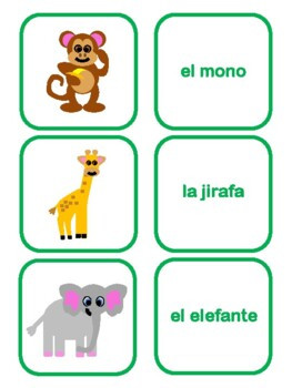 Spanish Zoo Animal Memory Game