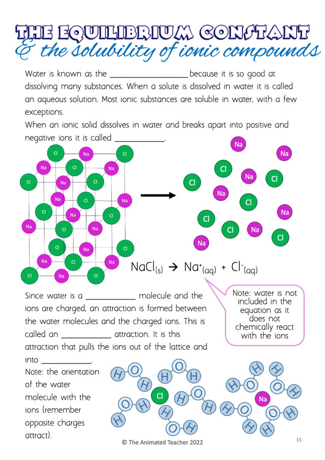 Equilibrium Constant Worksheet with Answers