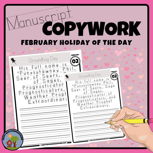 February Copywork Printables- Family Pack