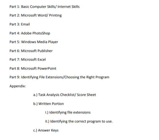 Basic Computer Skills SGO Assessment - Task Analysis Checklist - Amped ...