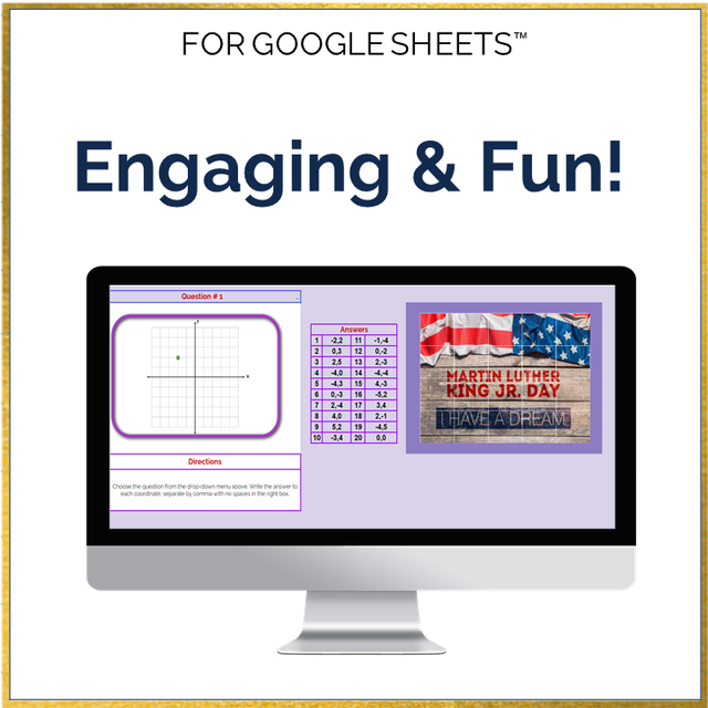 Martin Luther King Jr Math Coordinate Plane Pixel Art Activity