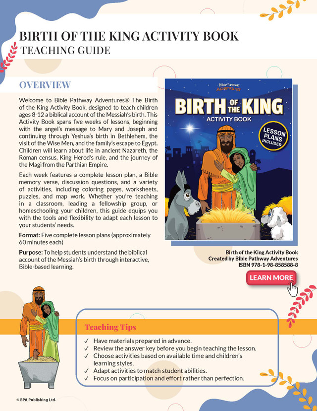 Birth of the King Activity Book for Beginners