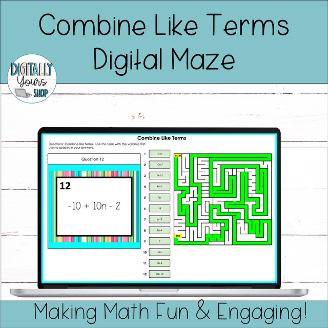 Combine Like Terms Digital Maze