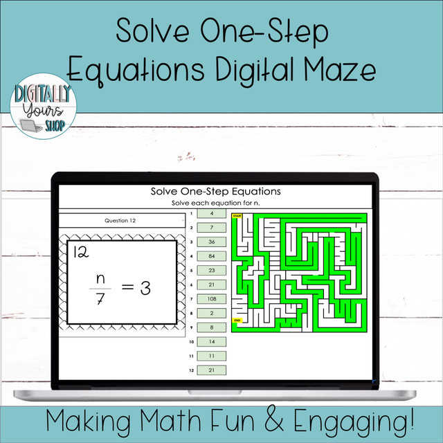 Solve One Step Addition and Subtraction Equations Digital Maze - Amped ...