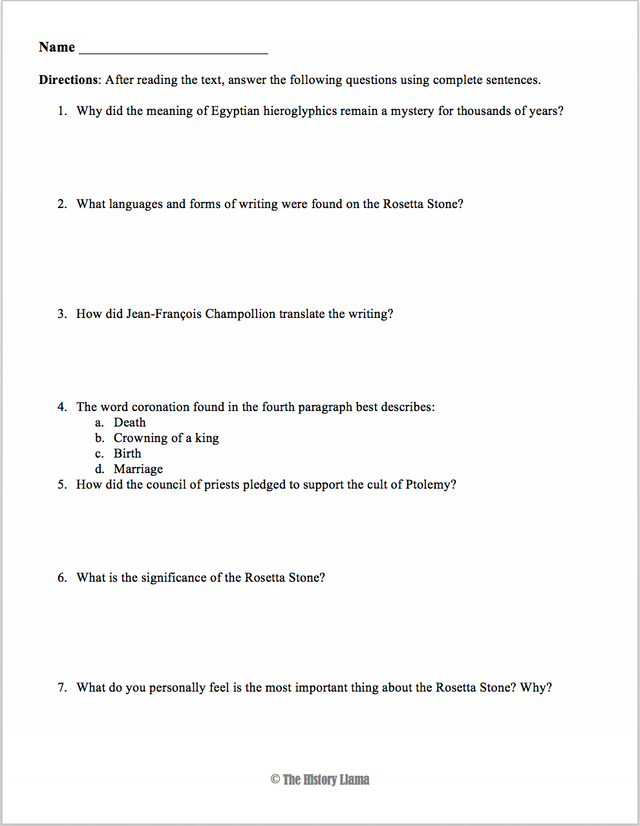 The Rosetta Stone Reading Worksheet - Amped Up Learning