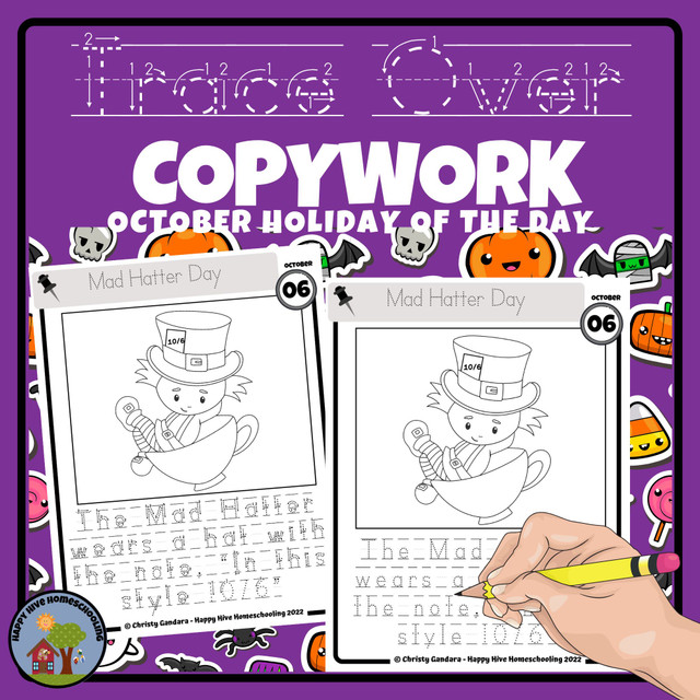 October Copywork Printables - Manuscript