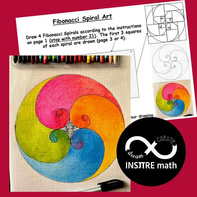 Fibonacci Math & Art Project Fibonacci Sequence Spiral Rectangle Golden ...