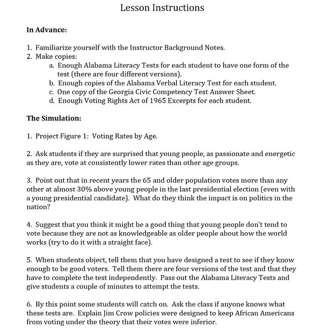 Civil Rights Movement: The Voting Rights Act of 1965 Simulation - Amped ...