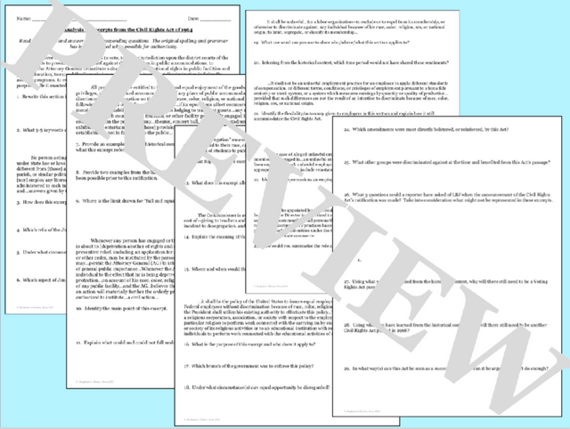 Civil Rights Act of 1964 Primary Source Analysis