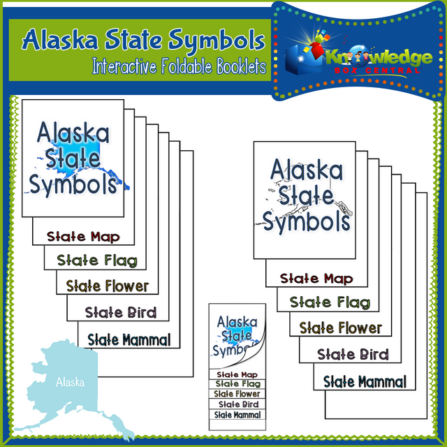 Alaska State Symbols Interactive Foldable Booklets