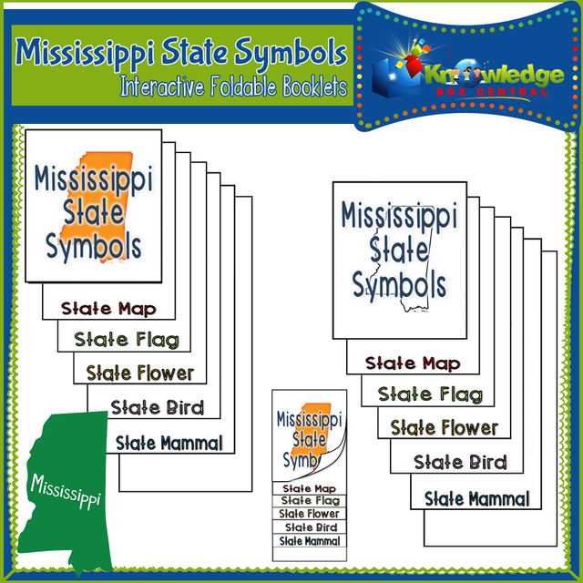 Mississippi State Symbols Interactive Foldable Booklets