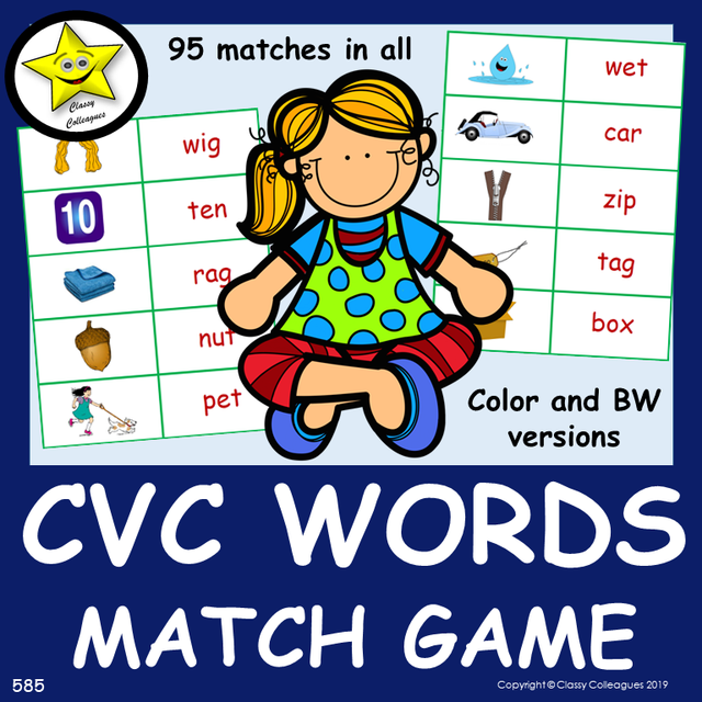 CVC WORDS Match Game - Amped Up Learning