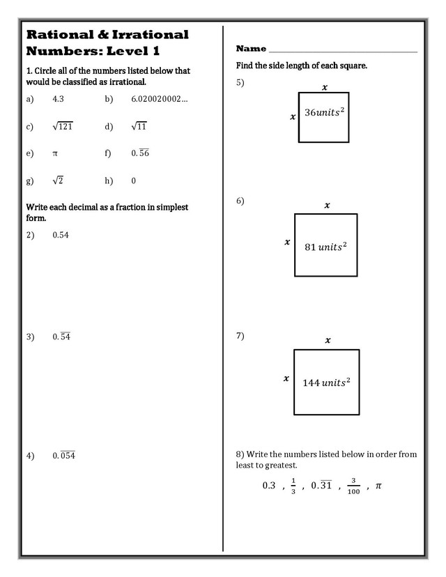 Rational vs Irrational Color By Number